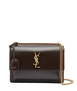 Saint Laurent Sunset Medium Leather Shoulder Bag - Brown