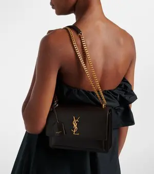 Saint Laurent Sunset Medium Leather Shoulder Bag - Brown