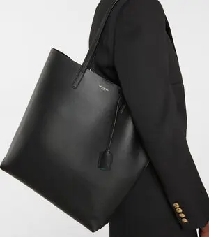Saint Laurent Shopping N/s Leather Tote Bag