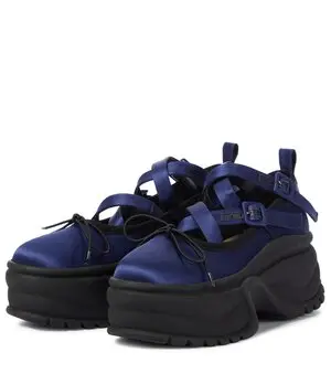 Simone Rocha Satin Platform Ballet Flats