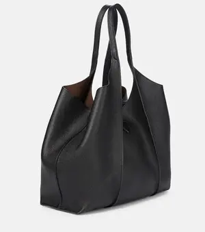 TOD'S Timeless Medium Leather Tote - Black