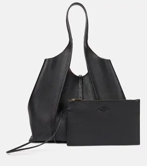 TOD'S Timeless Medium Leather Tote - Black