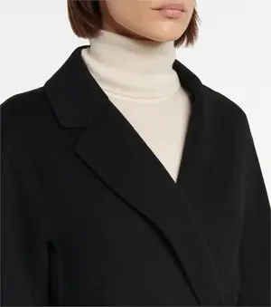 Max Mara Esturia Belted Virgin Wool Coat - Black