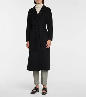 Max Mara Esturia Belted Virgin Wool Coat - Black