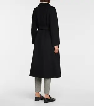 Max Mara Esturia Belted Virgin Wool Coat - Black