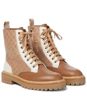 JIMMY CHOO Cora Embossed Leather Combat Boots