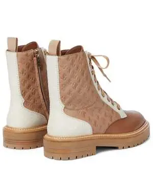 JIMMY CHOO Cora Embossed Leather Combat Boots