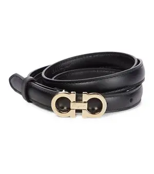 FERRAGAMO Gancini Leather Belt - Black