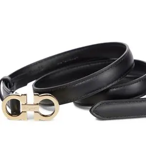 FERRAGAMO Gancini Leather Belt - Black