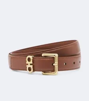 FERRAGAMO Gancini Leather Belt - Brown