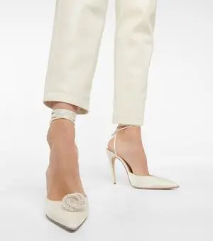 Magda Butrym Crystal-embellished Satin Pumps - White