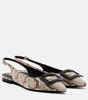 ROGER VIVIER Gommettine Leather Slingback Flats Black