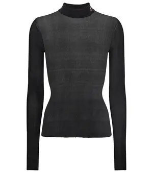 Saint Laurent Monogram Silk Mockneck Top
