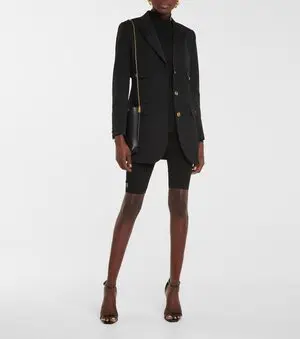 Saint Laurent Monogram Silk Mockneck Top - Black