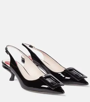 ROGER VIVIER Virgule Leather Slingback Pumps - Black