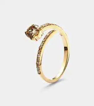 Ileana Makri Grass Seed Ring With Diamonds In 18kt Yellow