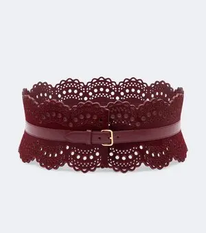 Alaïa Alaïa Laser-Cut Leather Corset Belt Red