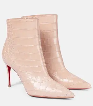CHRISTIAN LOUBOUTIN Croc-effect Leather Ankle Boots