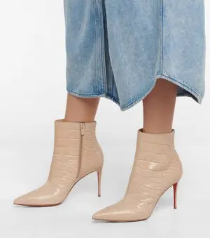 CHRISTIAN LOUBOUTIN Croc-effect Leather Ankle Boots