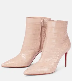 CHRISTIAN LOUBOUTIN Croc-effect Leather Ankle Boots