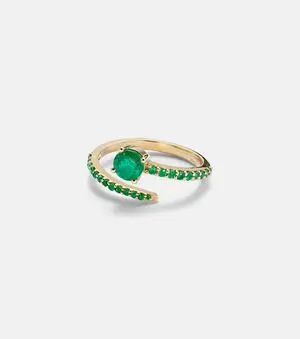 Ileana Makri Grass Seed 18kt Yellow Ring With Emeralds - Gold