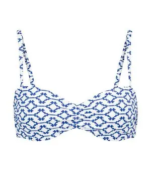 Heidi Klein Mykonos Printed Bandeau Bikini Top - Blue