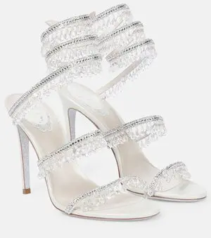Rene Caovilla Chandelier Embellished Leather Sandals Silver