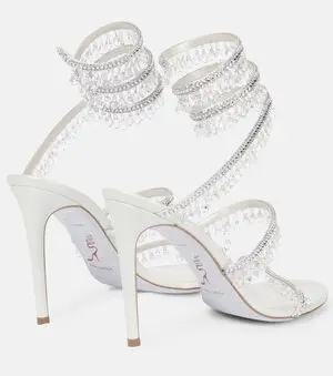 Rene Caovilla Chandelier Embellished Leather Sandals - Silver