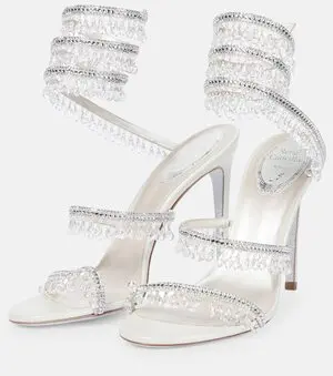 Rene Caovilla Chandelier Embellished Leather Sandals - Silver