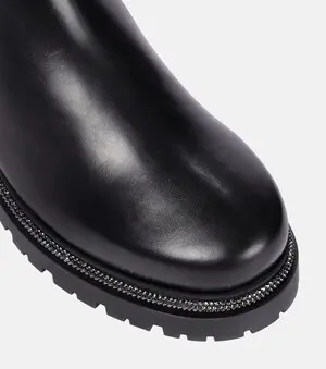 Rene Caovilla Cleo Embellished Leather Chelsea Boots - Black