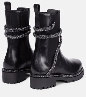 Rene Caovilla Cleo Embellished Leather Chelsea Boots - Black