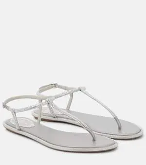 Rene Caovilla Diana Embellished Thong Sandals Grey