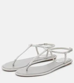 Rene Caovilla Diana Embellished Thong Sandals - Grey