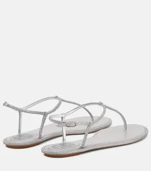 Rene Caovilla Diana Embellished Thong Sandals - Grey