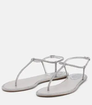 Rene Caovilla Diana Embellished Thong Sandals - Grey