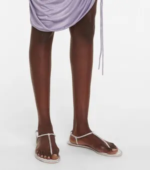 Rene Caovilla Diana Embellished Thong Sandals - Grey