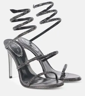 Rene Caovilla Cleo Embellished Leather Sandals - Grey
