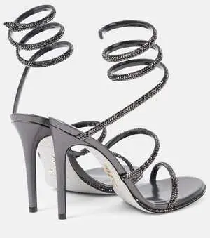 Rene Caovilla Cleo Embellished Leather Sandals - Grey