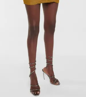 Rene Caovilla Cleo Embellished Leather Sandals - Grey