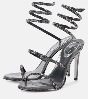 Rene Caovilla Cleo Embellished Leather Sandals - Grey