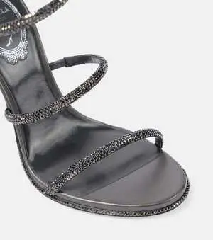 Rene Caovilla Cleo Embellished Leather Sandals - Grey