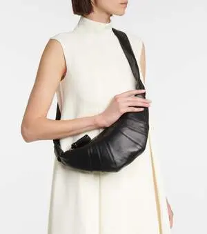 LEMAIRE Small Croissant Leather Shoulder Bag - Black