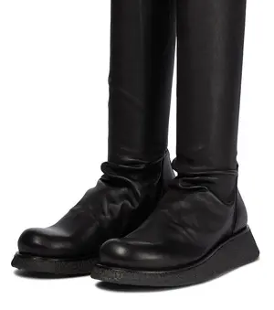 Rick Owens Creeper Stocking Leather Over-The-Knee Boots In Black