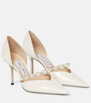 JIMMY CHOO Aurelie 85 Patent Leather Pumps - White