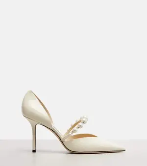 JIMMY CHOO Aurelie 85 Patent Leather Pumps - White