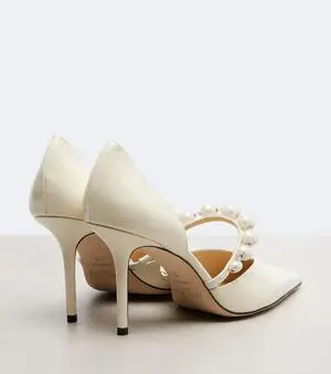 JIMMY CHOO Aurelie 85 Patent Leather Pumps - White