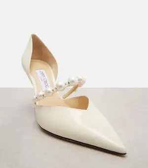 JIMMY CHOO Aurelie 85 Patent Leather Pumps - White