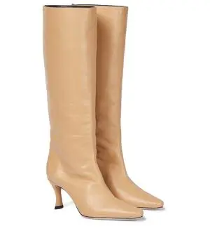 By Far Stevie 42 Leather Knee-high Boots Beige