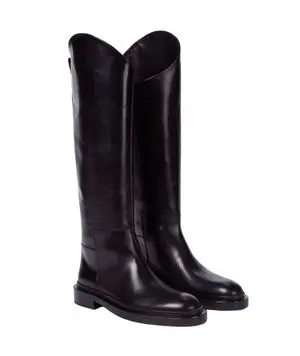 JIL SANDER Leather Riding Boots - Black
