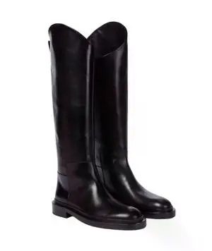JIL SANDER Leather Riding Boots - Black